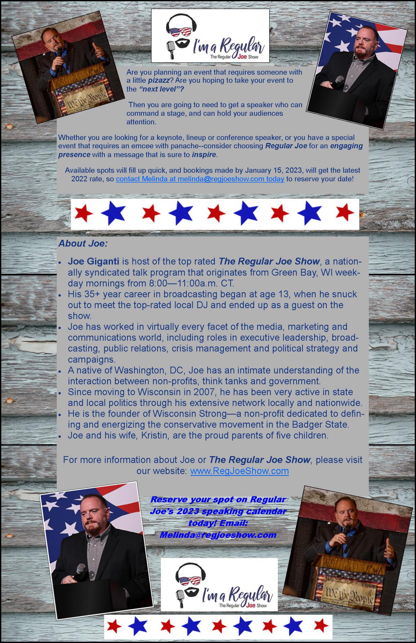 BOOK REGULAR JOE FOR YOUR 2023 EVENT at 2022 RATES UNTIL 1/15/23 - The ...