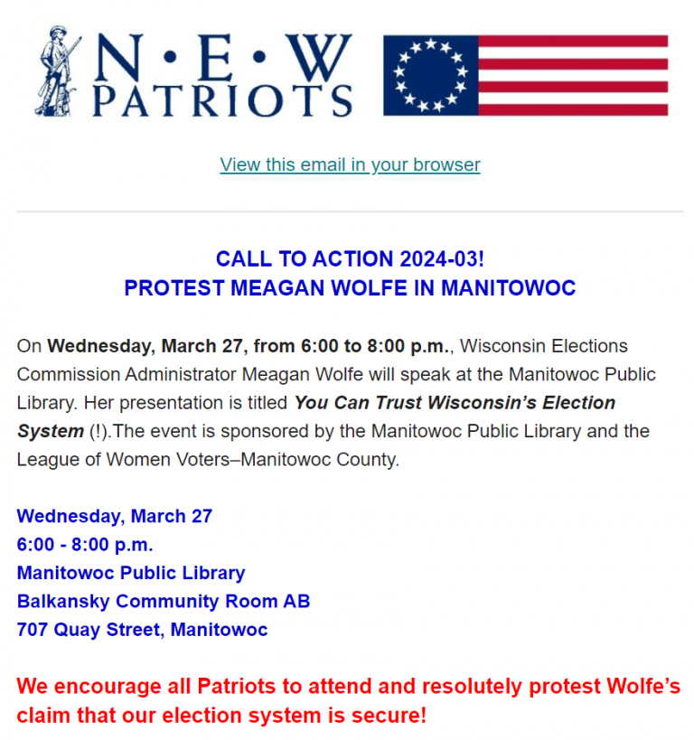 TAKE ACTION: Peacefully and Patriotically Protest Meagan Wolfe - The ...