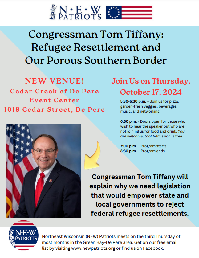 OCTOBER 17: Congressman Tom Tiffany-Refugee Resettlement and Our Porous ...